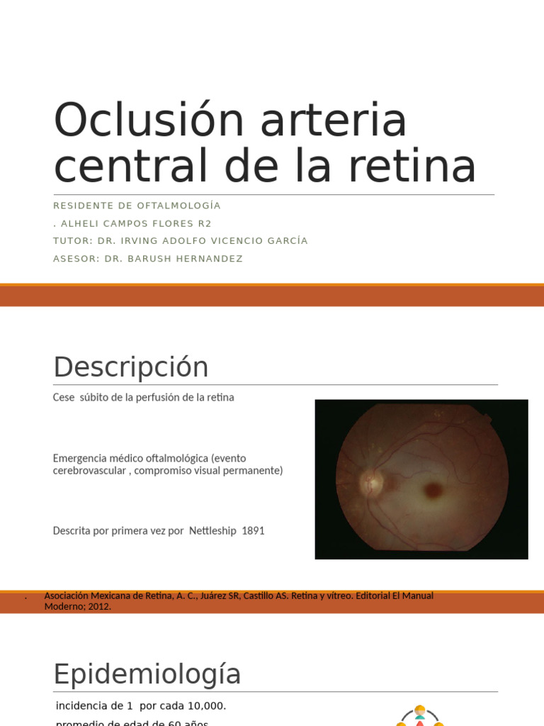 Oclusión Arteria Central de La Retina | PDF | Isquemia | Especialidades Medicas