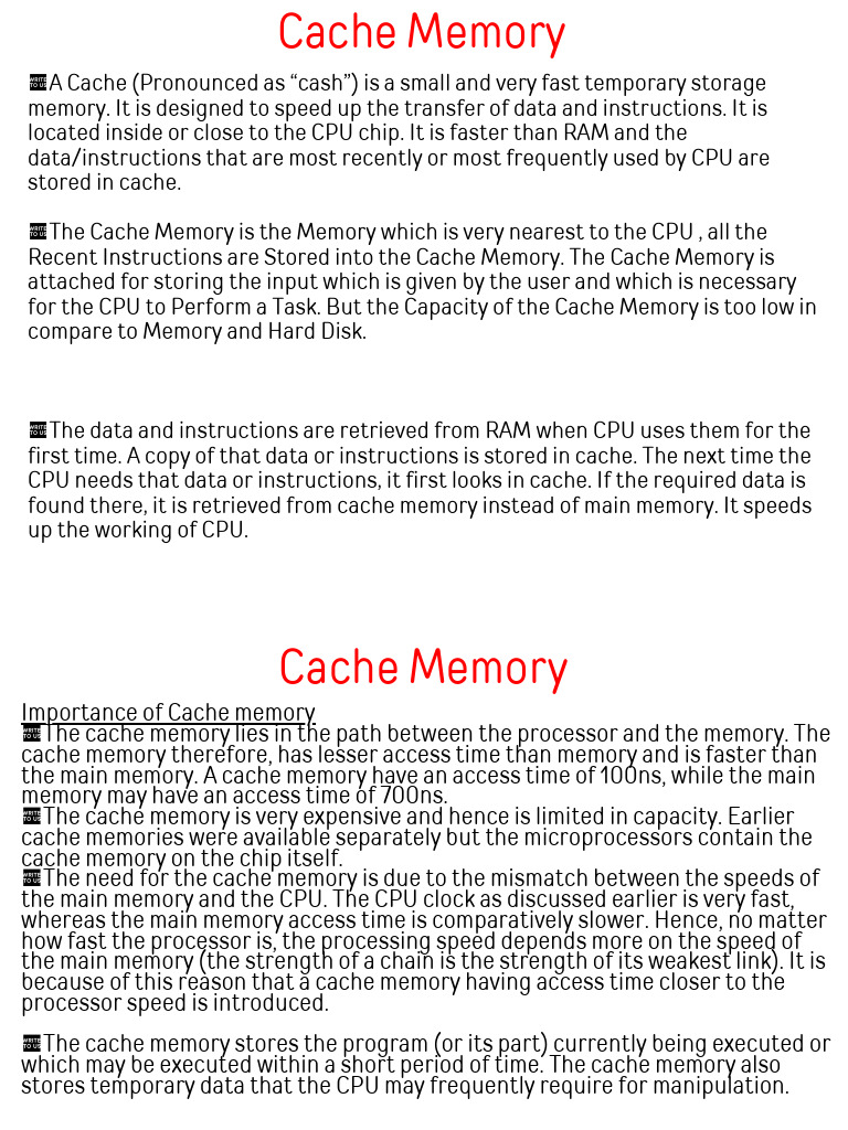 Understanding Cache Memory Types and Importance | PDF | Random Access Memory | Cpu Cache