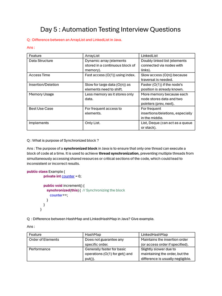 Day 5 - 30 - Automation Testing Interview Preparation | PDF | Computer ...