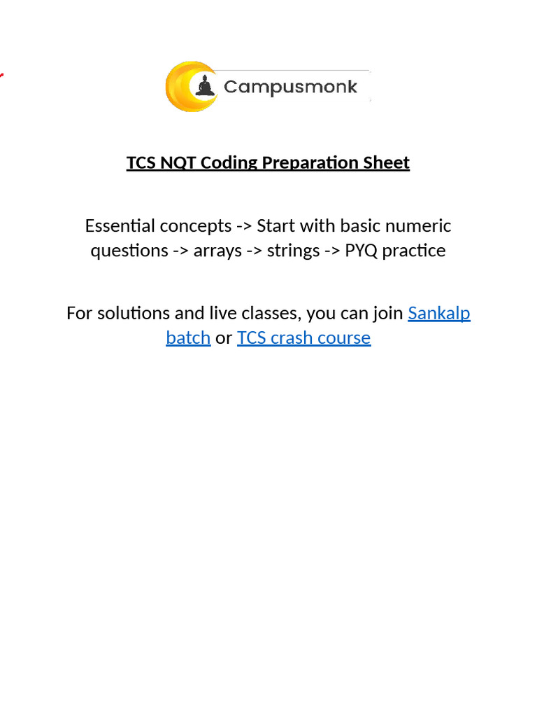 TCS - BATCH - 2025 - Updated - PYQ Imp | PDF | String (Computer Science) | Bit