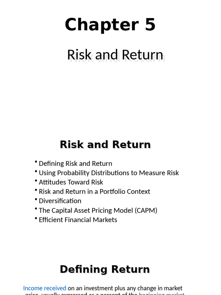 Chapter Five New Investment Risk Return Analysis | PDF | Financial Risk ...