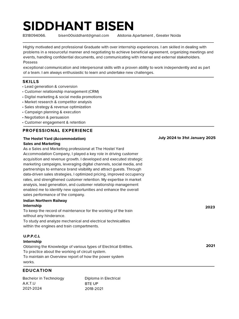 Siddhant Bisen Resume | PDF