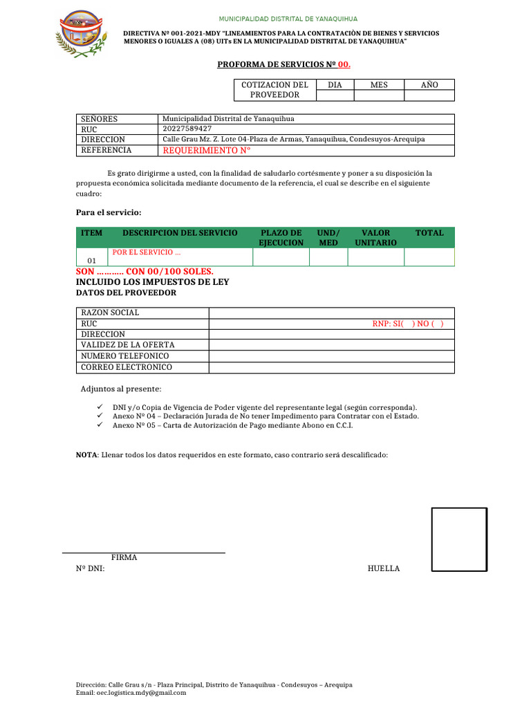 MODELO DE PROFORMA DE SERVICIOS (4) (1) (2) | PDF