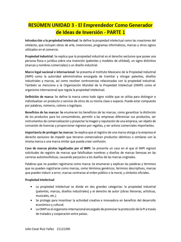 resumen unidad 3 p1 | PDF | Marca comercial | Propiedad intelectual