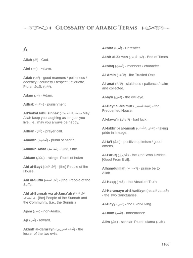 Sh. Dr. YQ's Seerah Transcript (Glossary of Arabic Terms) | PDF | Prophets And Messengers In ...