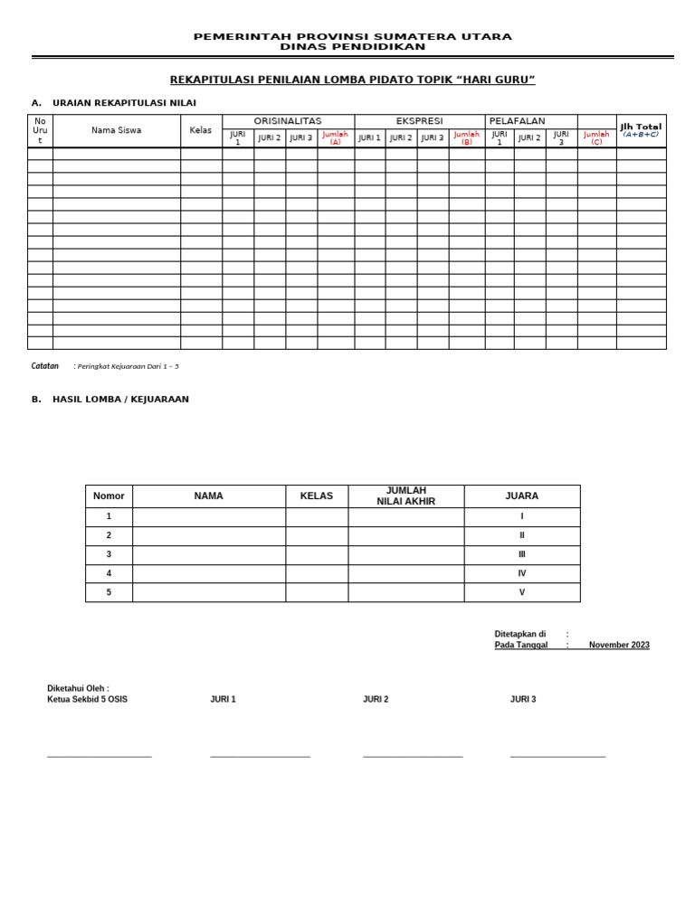Rekapitulasi Format Penilaian | PDF