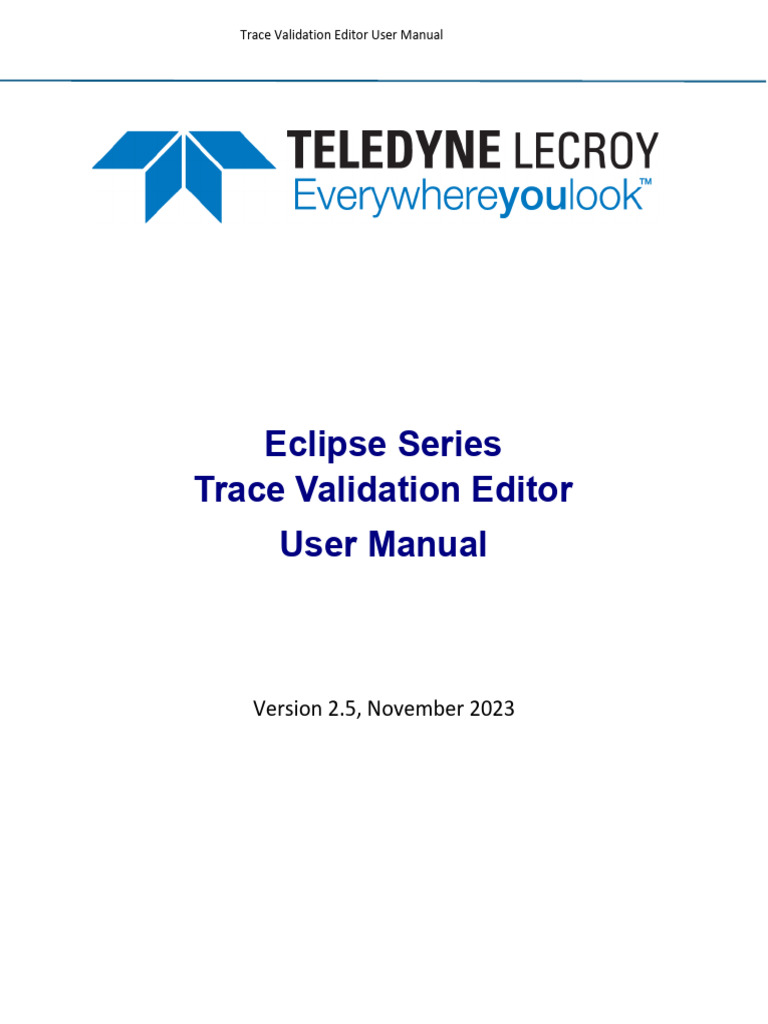 Eclipse Series Trace Validation Editor User Manual: Version 2.5, November 2023 | PDF | Data Type ...