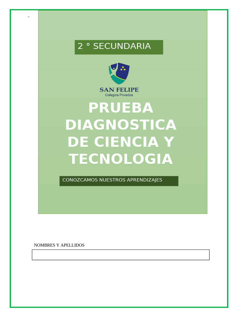 Prueba Diagnóstica de Ciencia 2° Secundaria | PDF | Experimentar | Importar