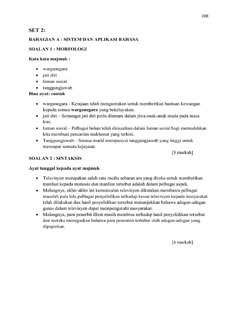 036 Modul Semarak Bahasa Melayu k1 & 2 SPM Set 2 (Skema) | PDF