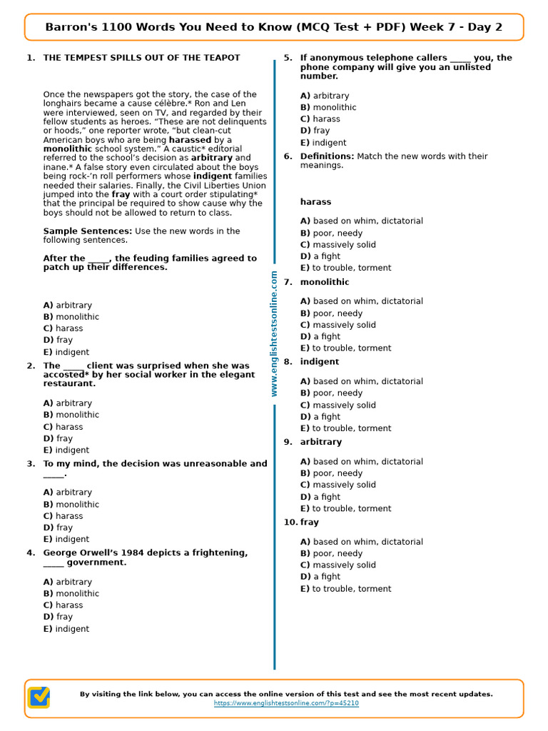 2103_barrons-1100-words-you-need-to-know-mcq-test-pdf-week-7-day-2 ...