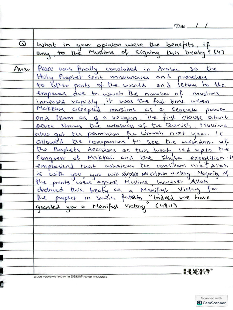 Treaty of Hudaybia (4 Marks) ISL | PDF