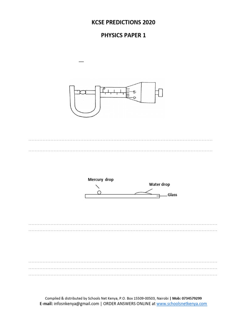 Kcse Prediction Physics Paper 1 2020 | PDF | Acceleration | Physical ...