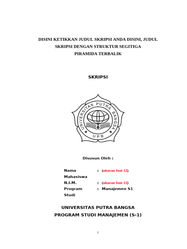Template Skripsi Universitas Putra Bangsa Prodi S1 Manajemen 20 23 | PDF