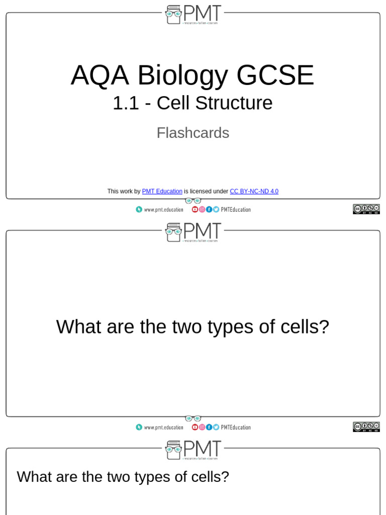 Flashcards - 1.1 Cell Structure - AQA Biology GCSE-unlocked | PDF ...