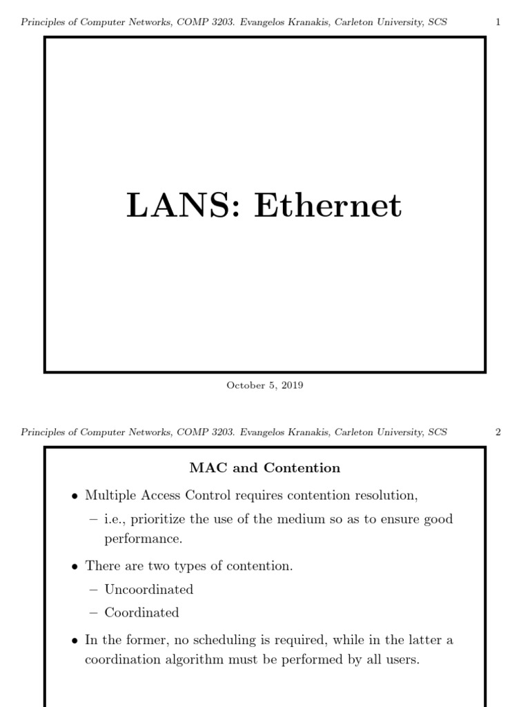 Uncoordinated Contention in Ethernet | PDF | Computer Science ...