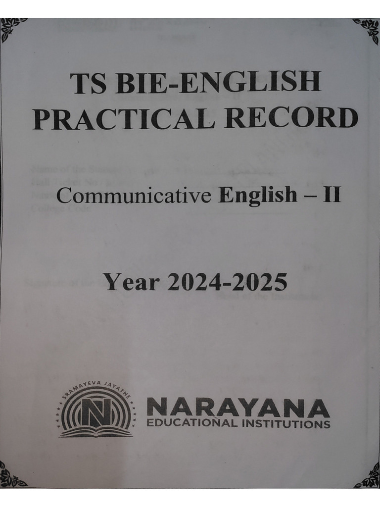 Sr . English Practical Record | PDF