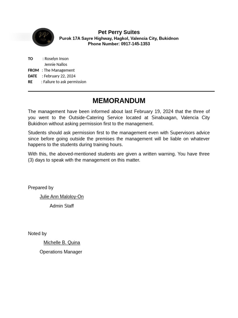 Student Warning: Permission Required | PDF