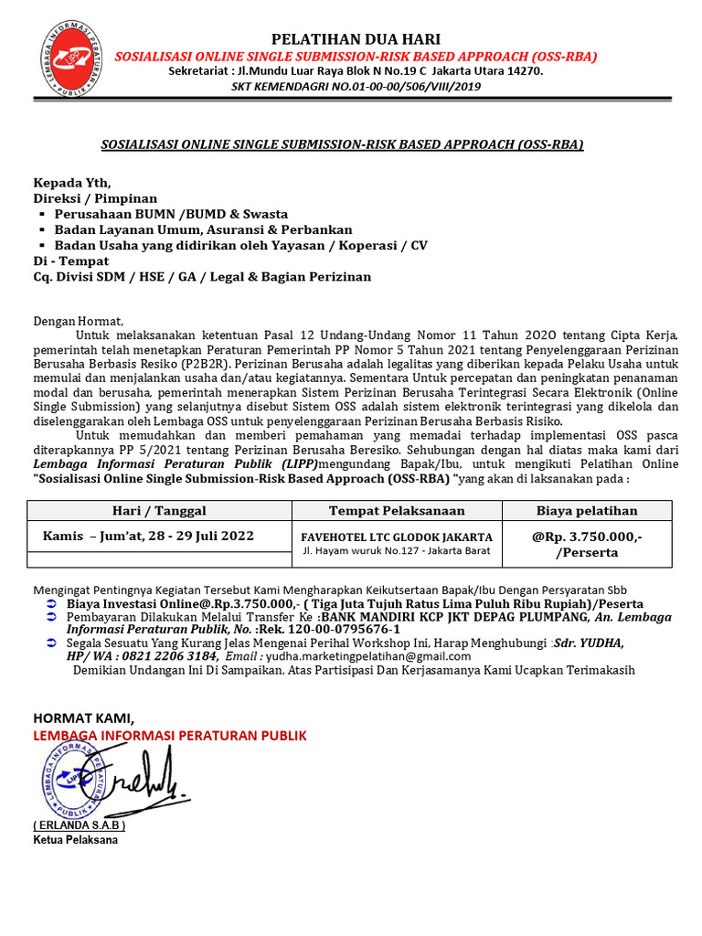 SOSIALISASI OSS-RBA Juli | PDF