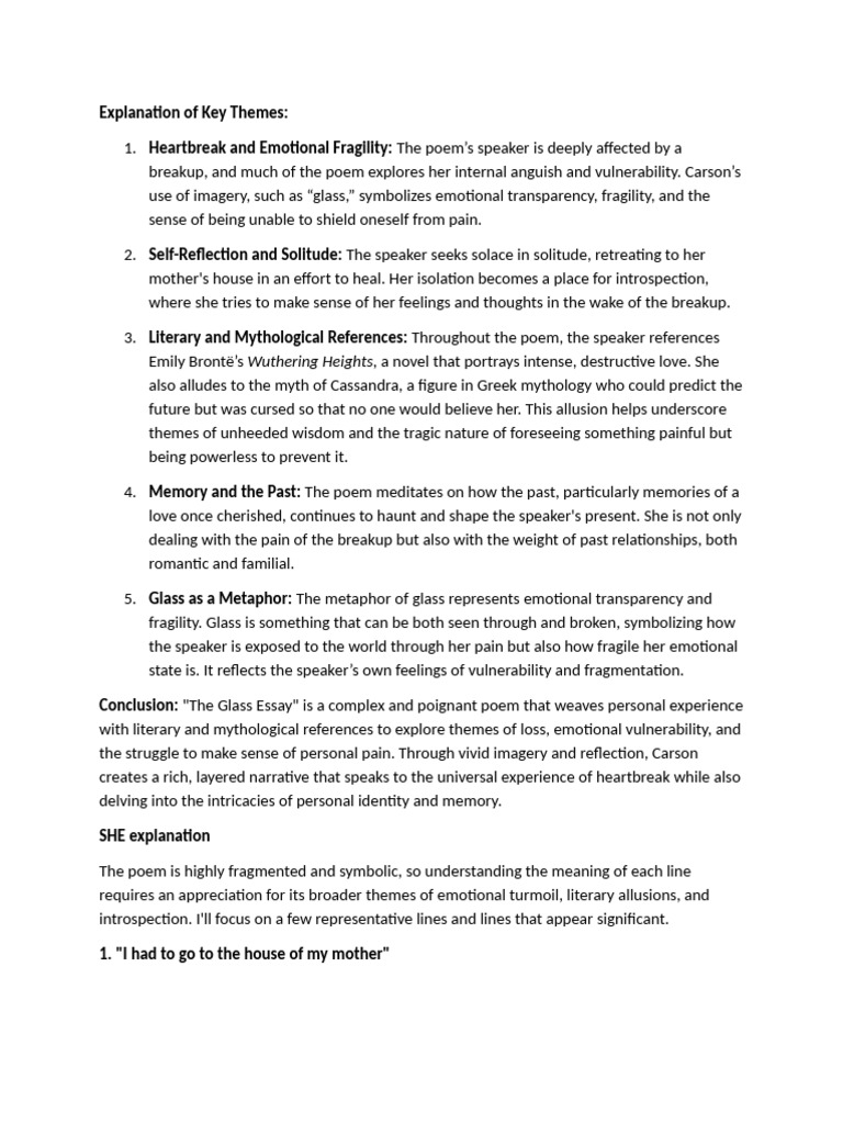 Anne Carson's The Glass Essay | PDF | Brontë Family | Grief
