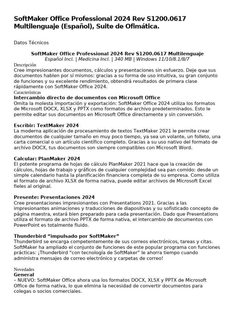 SoftMaker Office Professional 2024 | PDF | Microsoft Office | Software