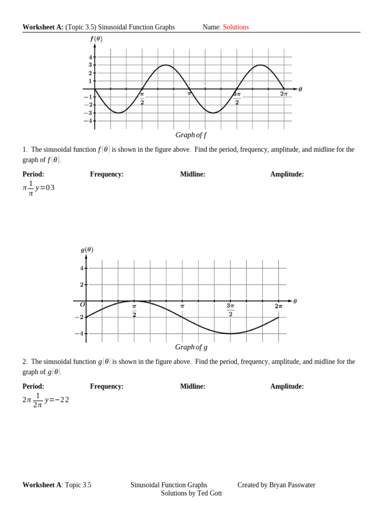 Worksheet Topic 3.5A Key | PDF | Amplitude | Derivative