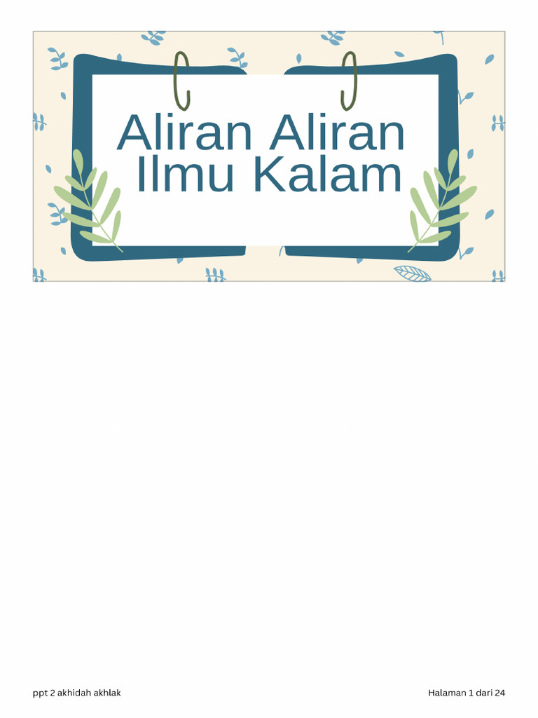 Aliran Aliran Ilmu Kalam I | PDF