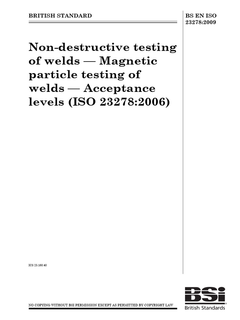 BS EN ISO 23278 2009 MPI Acceptance Criteria | PDF | International ...
