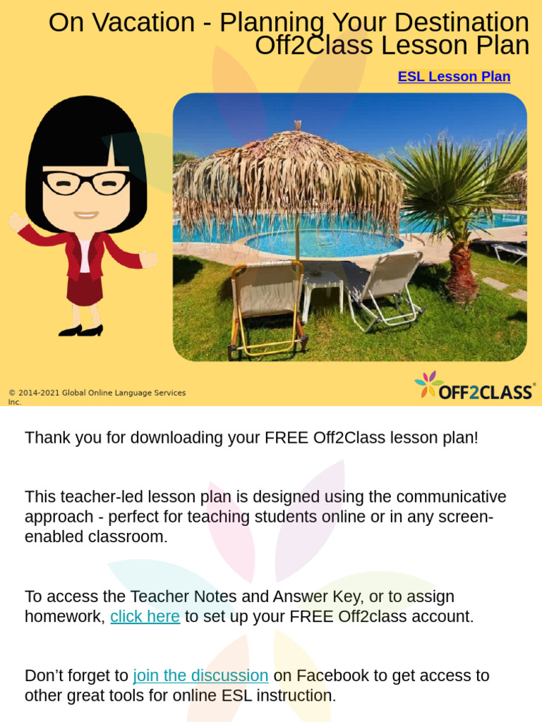 On Vacation Planning Your Destination Eslell Lesso CLT Communicative ...