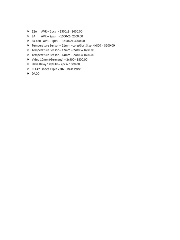 Electrical Components Price List | PDF