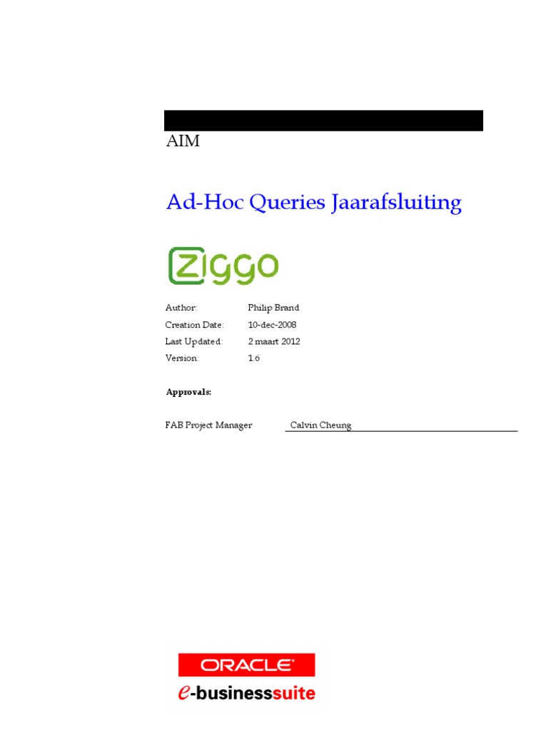 Adhoc Queries Jaarafsluiting - Aangevuld | PDF