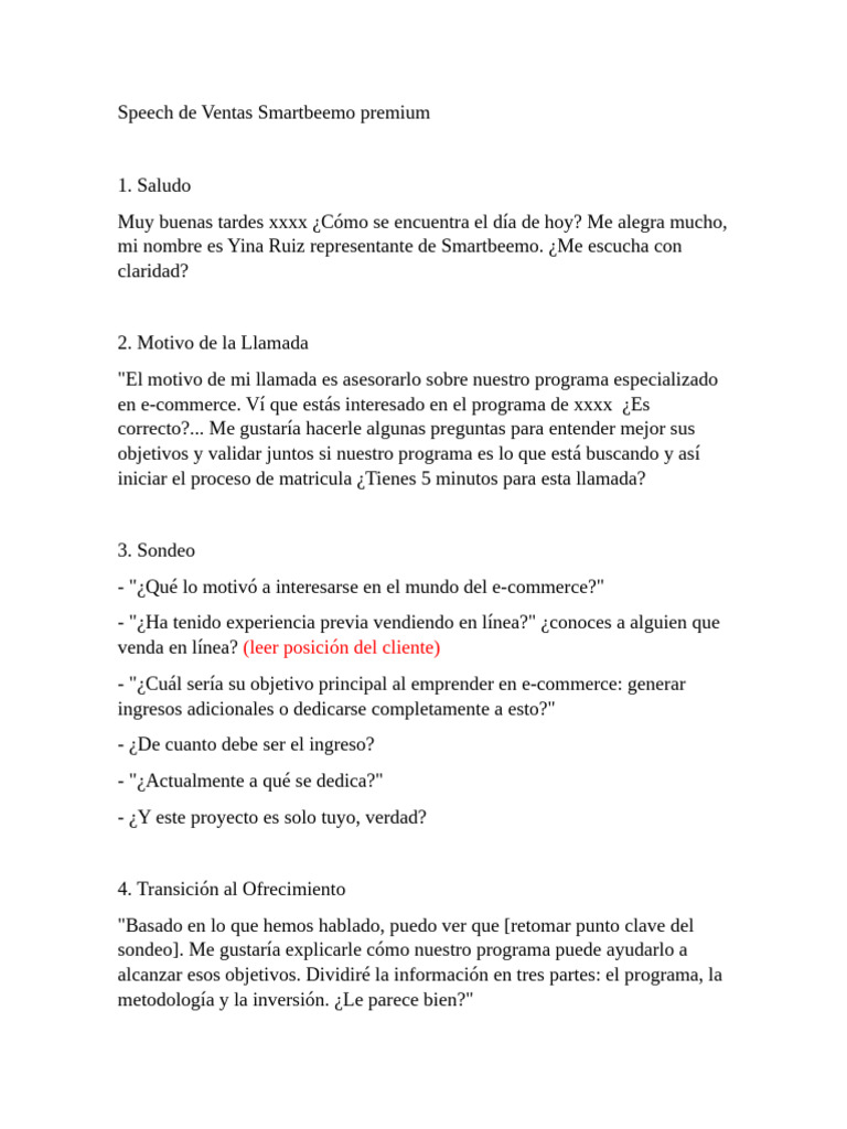 Speech de Ventas Smartbeemo | PDF | Comercio electrónico | Mercado (economía)