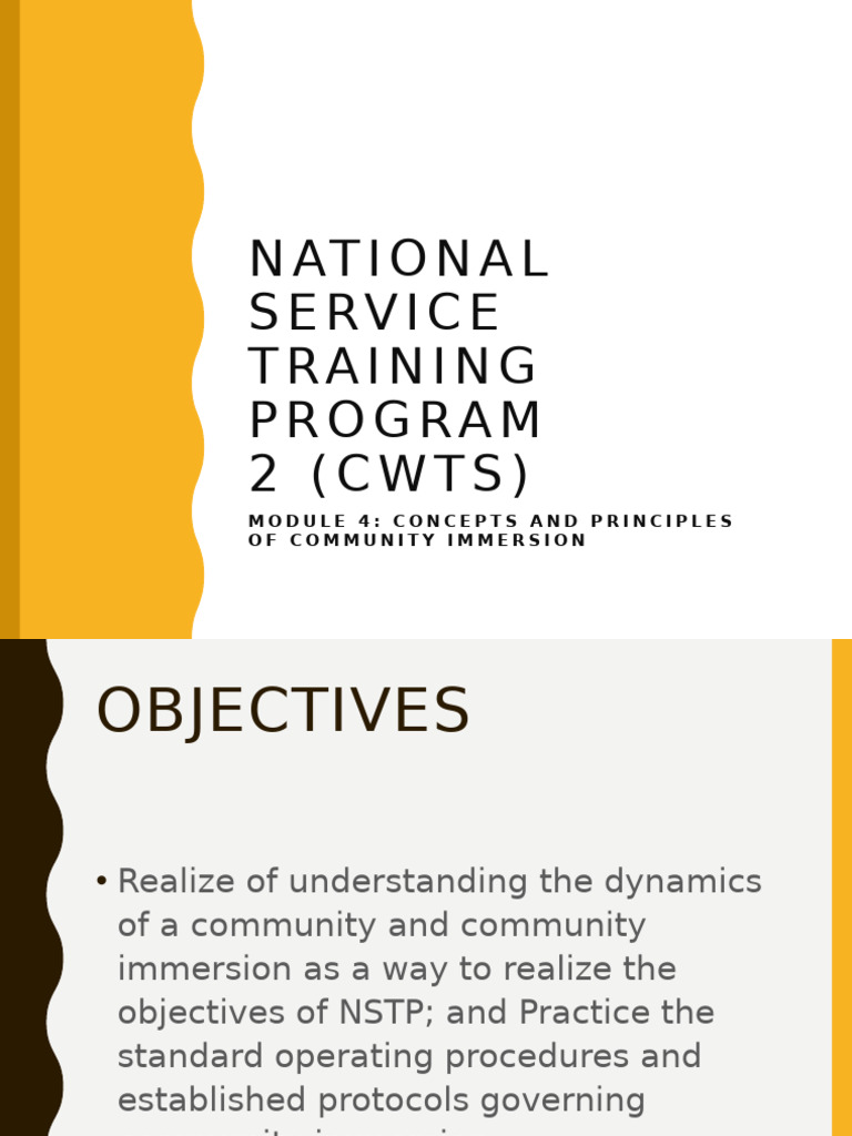 NSTP 2 Concepts and Principles of Community Immersion | PDF ...
