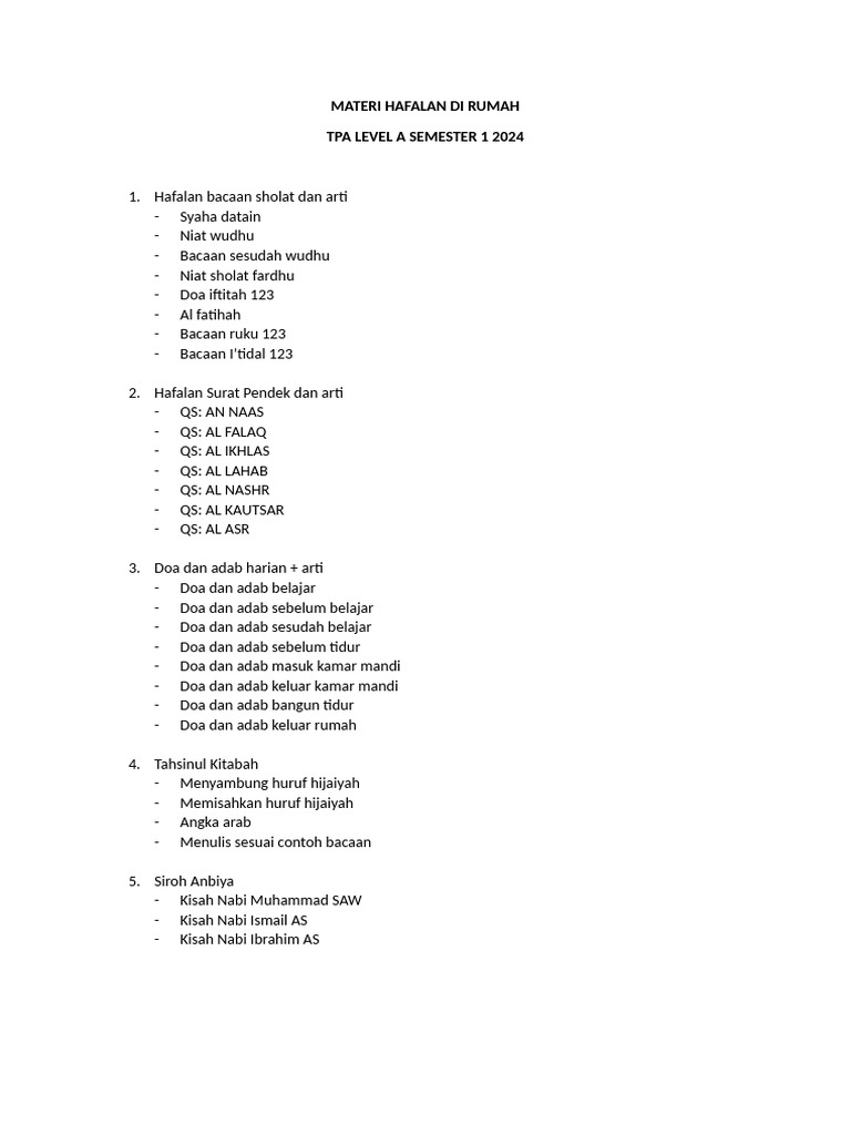 MATERI HAFALAN DI RUMAH | PDF