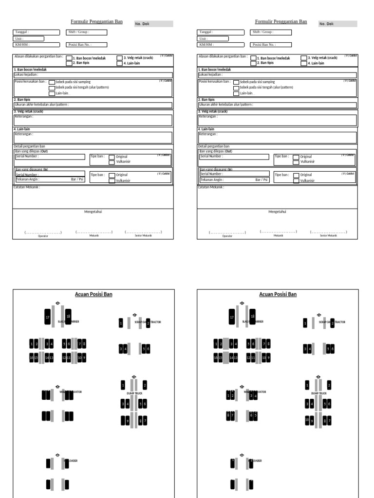 Formulir Penggantian Ban Kendaraan | PDF