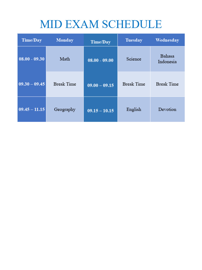 Chs Mid Test Schedule 2024-2025 | PDF