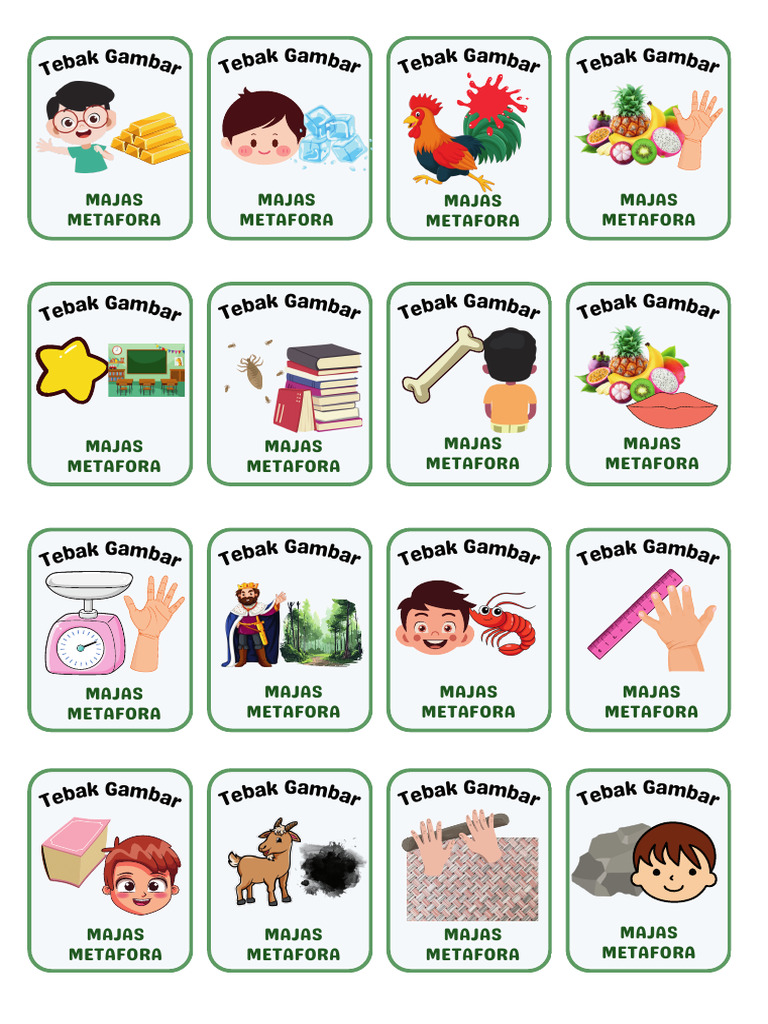 Kartu Tebak Gambar Majas Metafora | PDF
