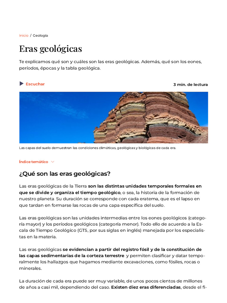 Eras Geológicas: Definición y Tipos | PDF | Escala de tiempo geológico ...