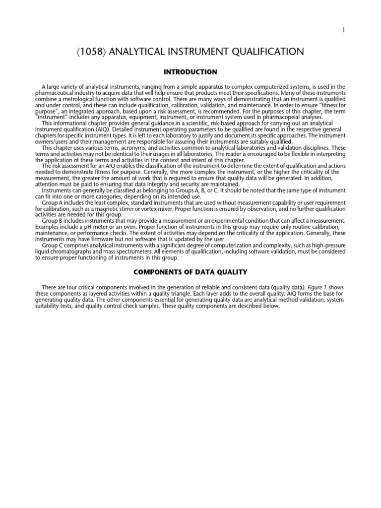Official: 1058 Analytical Instrument Qualification | PDF | Verification And Validation | Calibration