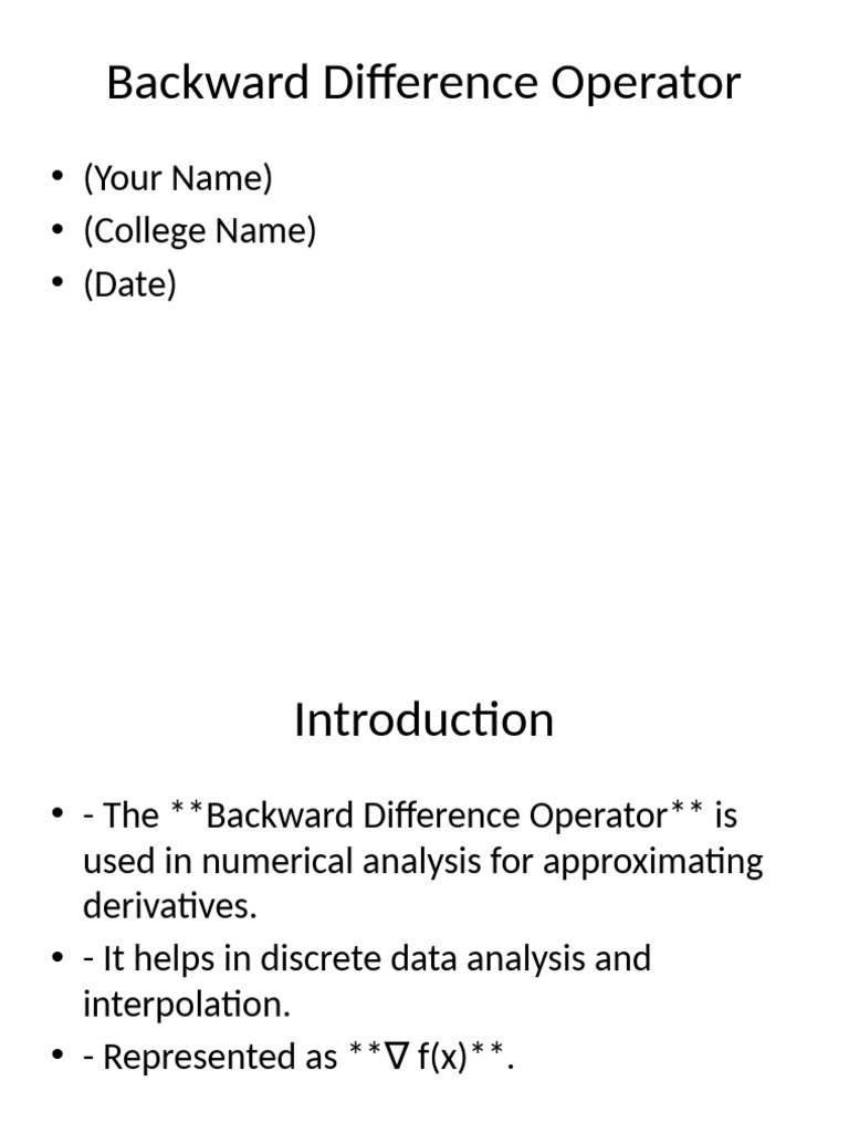 Backward Difference Operator | PDF