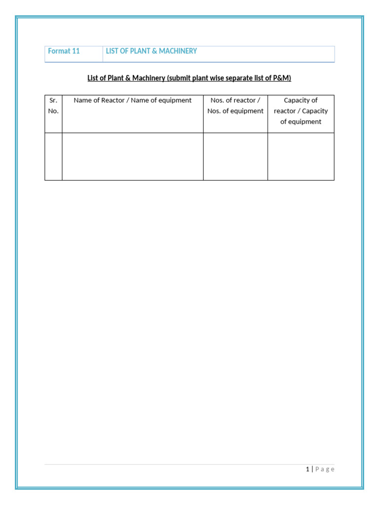 GPCB Plant & Machinery Details | PDF