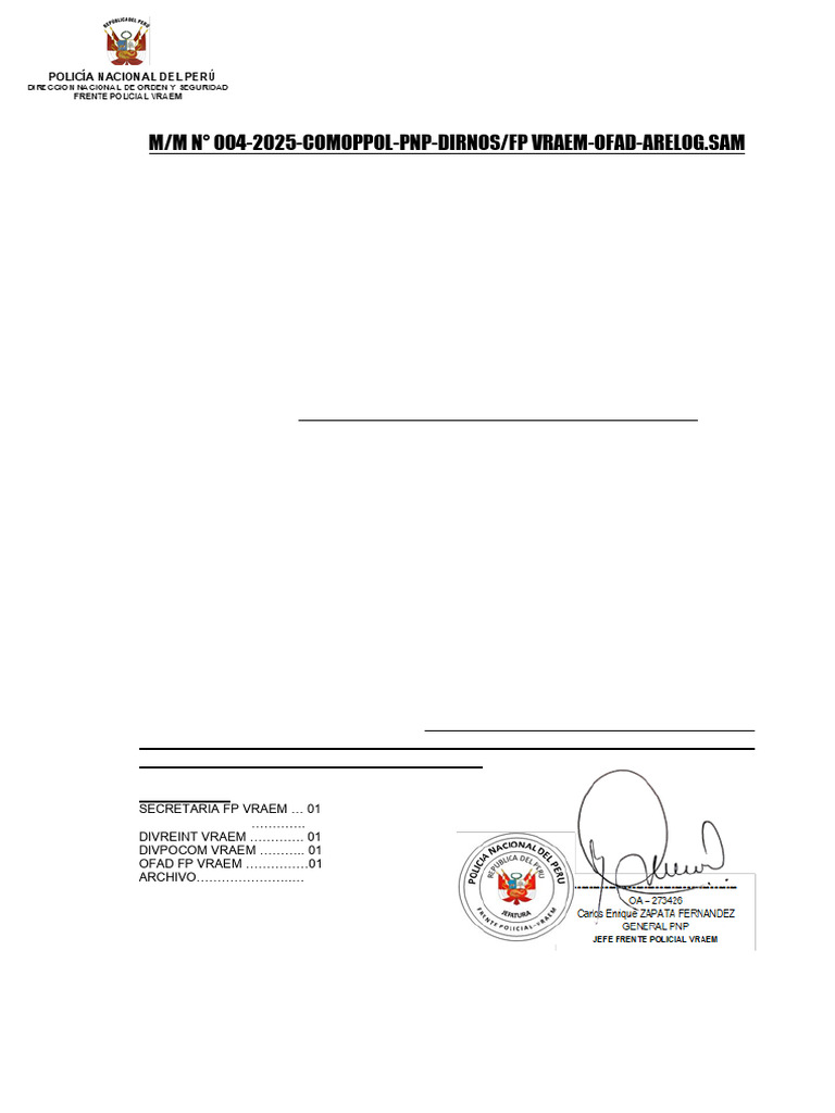 Memo Mult. #004-2025-Sobre Revista Fisica de Arma - Feb2025 | PDF