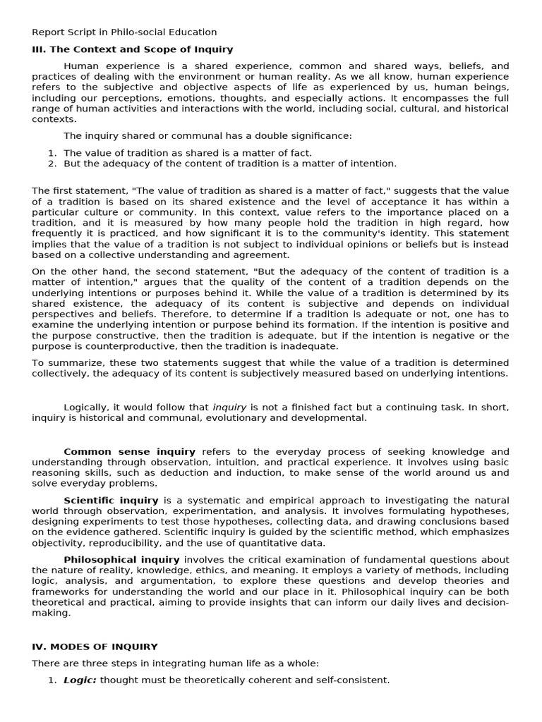 Report-Script-in-Philo | PDF | Inquiry | Scientific Method