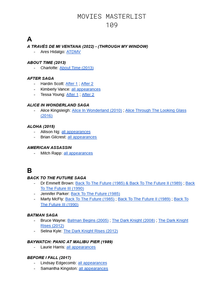 Cópia de MOVIES MASTERLIST - SCENE SEEKERS | PDF | Spider Man