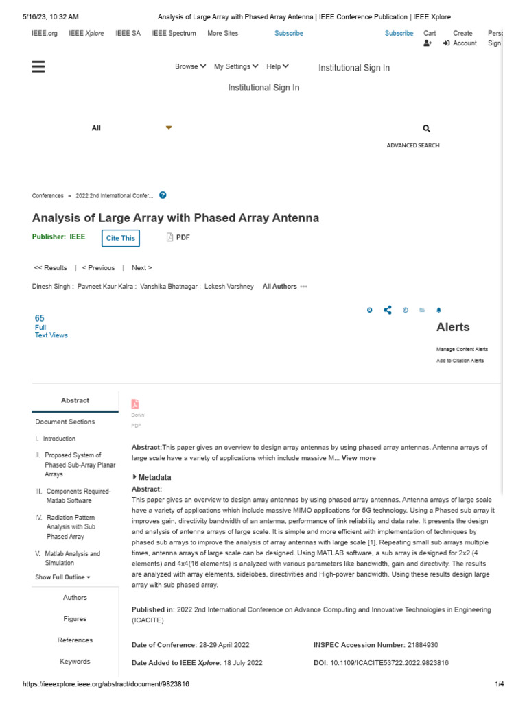 Analysis of Large Array With Phased Array Antenna - IEEE Conference Publication - IEEE Xplore ...