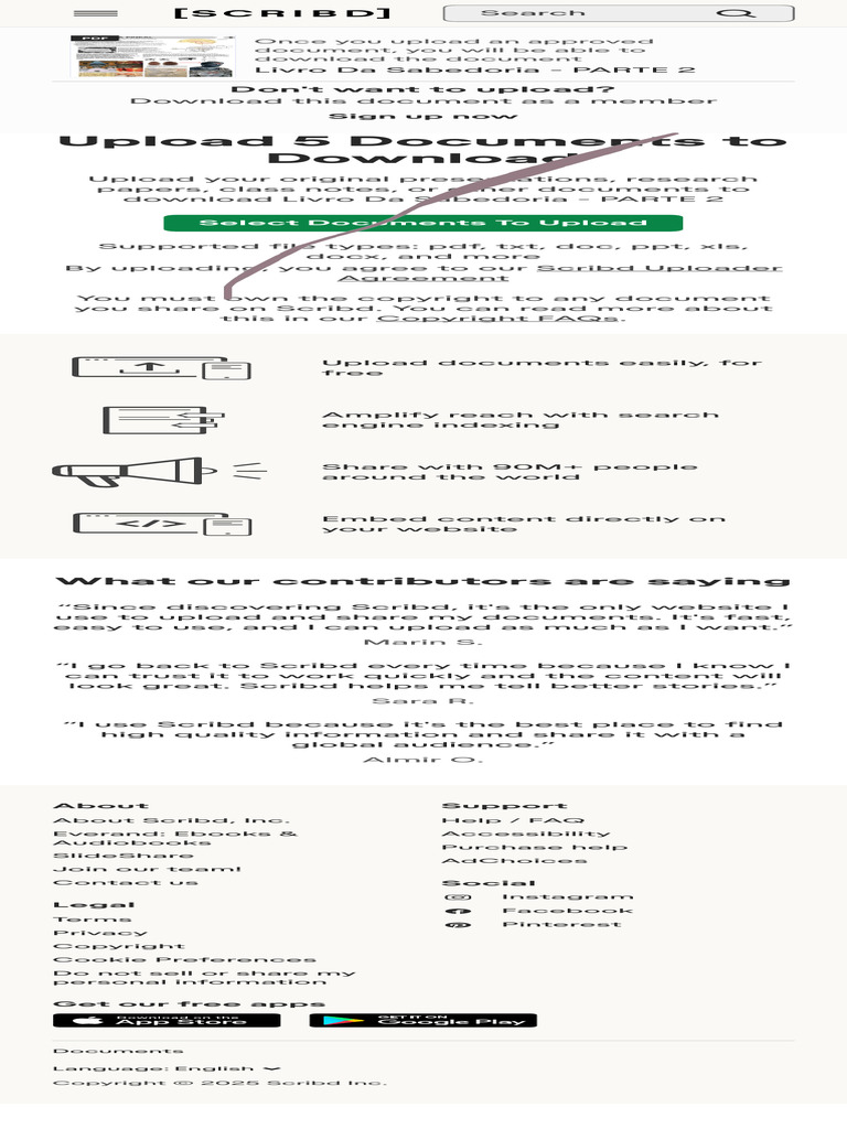 Upload 5 Documents To Download: What Our Contributors Are Saying | PDF