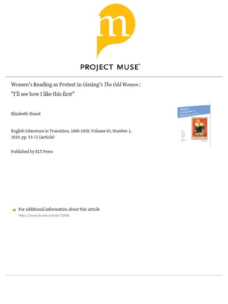 Women's Reading as Protest in Gissing's Novel | PDF | Romance Novels