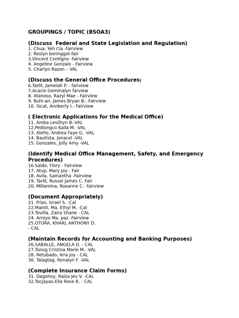 Groupings Bsoa 3 | PDF