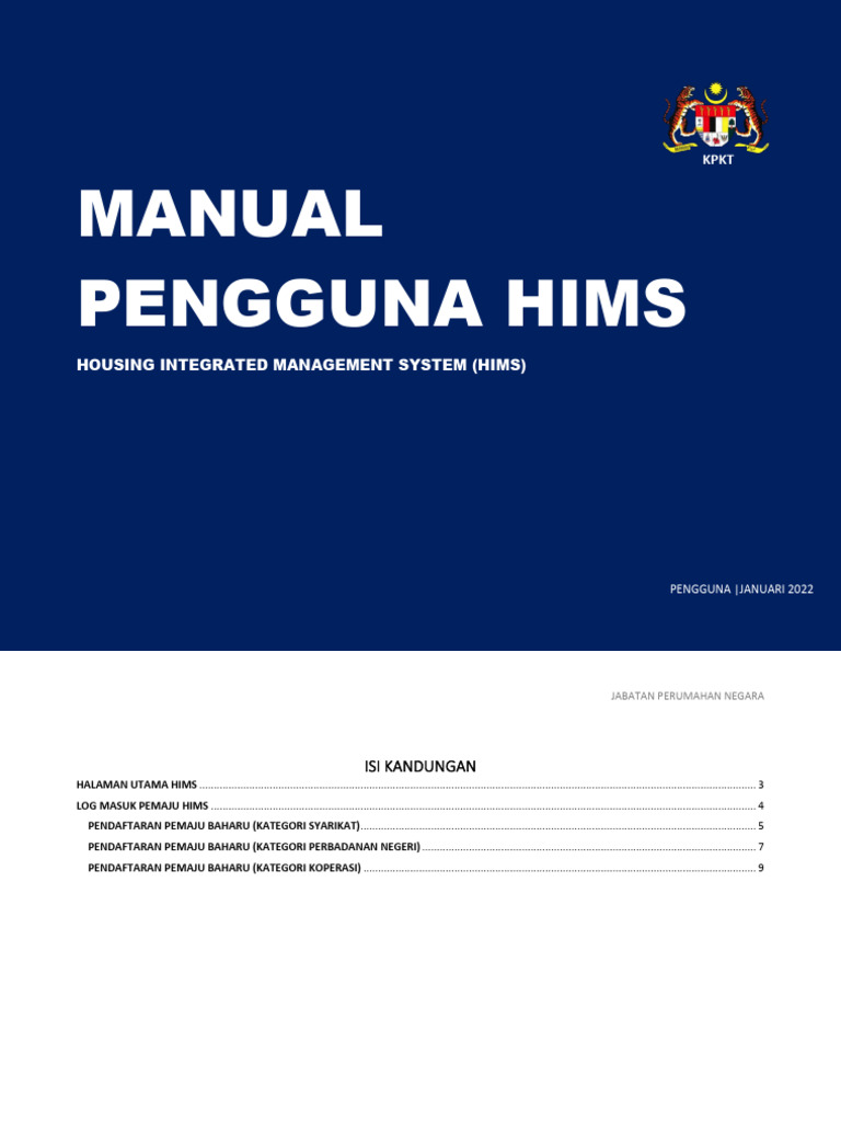 Manual Pengguna HIMS untuk Pemaju | PDF