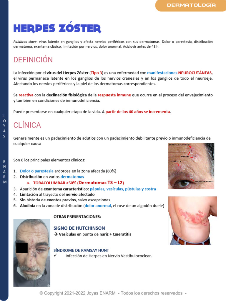 Herpes Zóster | PDF | Medicina | Enfermedades y trastornos humanos