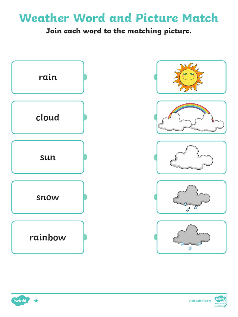 T T 11740 Weather ks1 Word and Picture Matching Activity Sheet - Ver ...